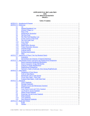 Fillable Online SUPPLEMENTAL DECLARATION FOR PHASE 2 Table of Contents ...