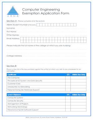 Fillable Online Computer Engineering Exemption Application Form Fax ...
