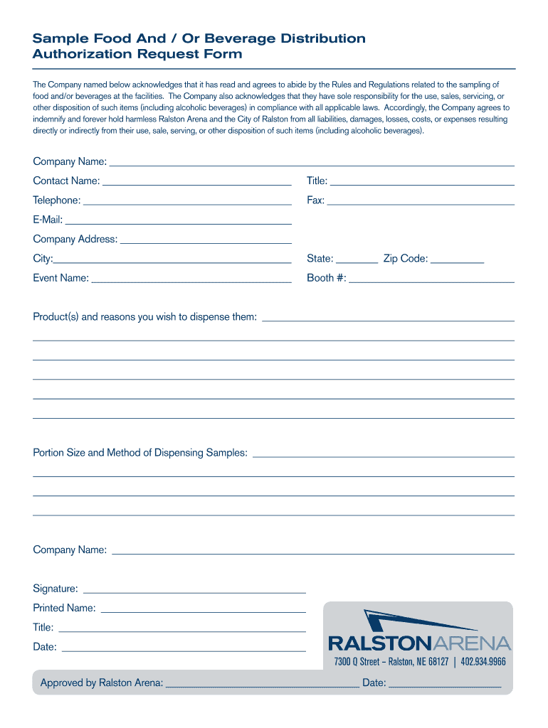 Fillable Online Requests to Sample Food amp Non Alcoholic Beverages Fax ...