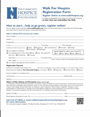 Fillable Online communityhospice THE COMMUNITY Walk ForHospice HOSPICE ...