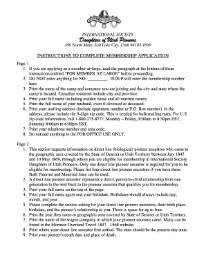 Fillable Online Instructions to Complete DUP Membership Application 2011-06 Masterdoc Fax Email ...