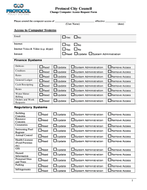 Fillable Online Change Computer Access Request Form - Protocol Policy ...
