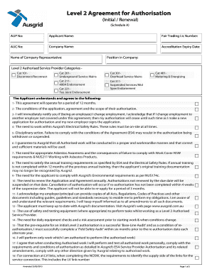 Fillable Online Level 2 Agreement For Authorisation - Ausgrid Fax Email ...