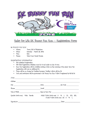Fillable Online 5k 2016 Registration Form - bladenonlinecom Fax Email Print - pdfFiller