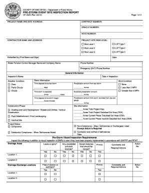 Fillable Online PRE-STORM EVENT SITE INSPECTION REPORT Fax Email Print ...