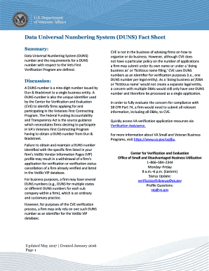 Fillable Online Data Universal Numbering System (DUNS) Fact Sheet Fax ...