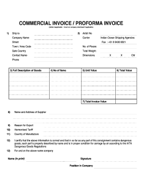 Fillable Online COMMERCIAL INVOICE / PROFORMA INVOICE Fax Email Print ...