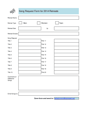Fillable Online actsct Song Request Form for 2014 Retreats - ACTS CT ...