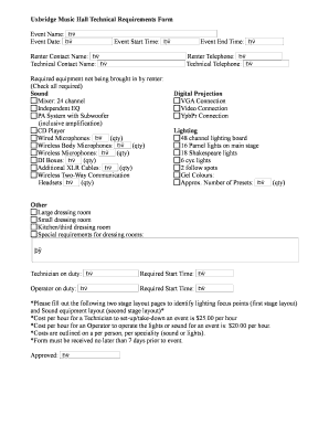 Fillable Online Uxbridge Music Hall Technical Requirements Form Fax ...