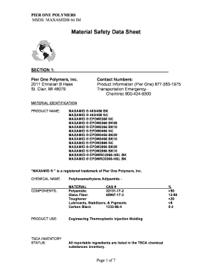 Fillable Online Material Safety Data Sheet - Pier One Polymers Fax ...