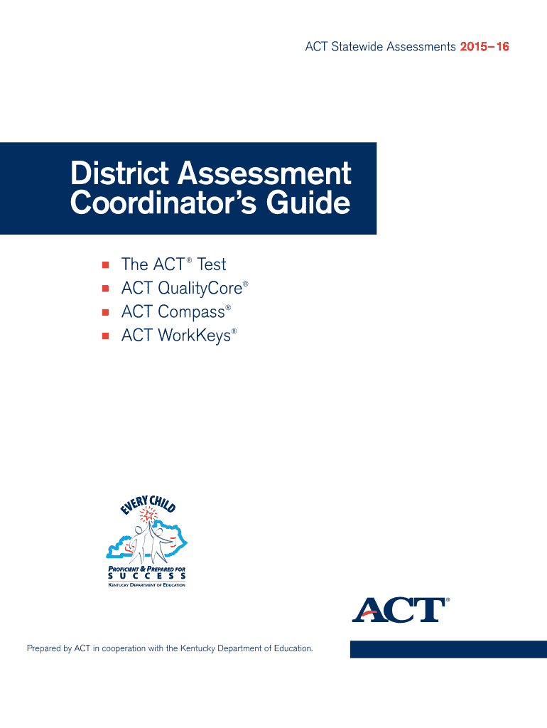 Fillable Online education ky District Assessment Coordinators Guide Guide for District ...