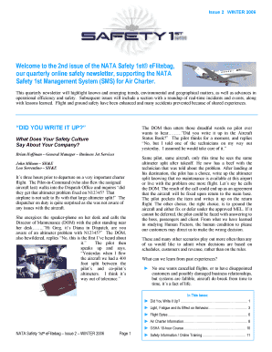 Fillable Online Welcome to the 2nd issue of the NATA Safety 1st ...