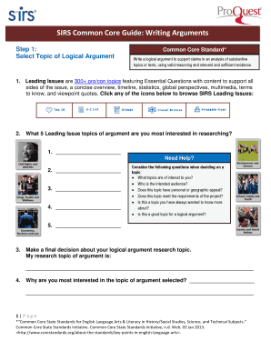 Fillable Online SIRS Common Core Guide Writing Arguments Fax Email ...