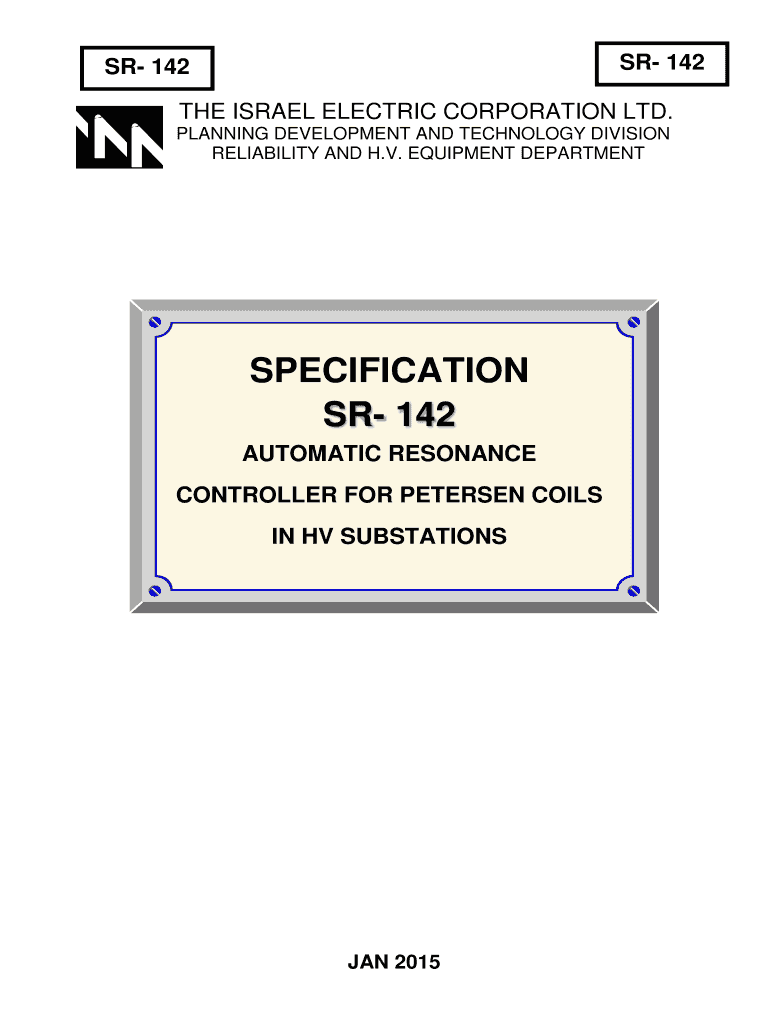 Fillable Online SPECIFICATION SR- 142 Fax Email Print - pdfFiller