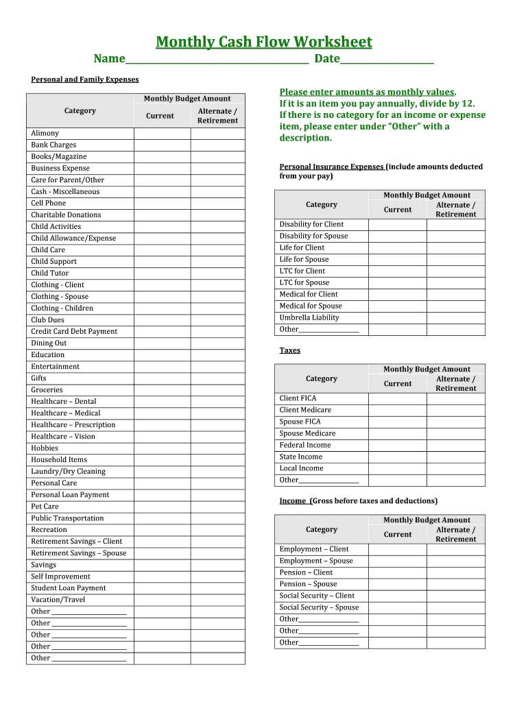 Fillable Online evergreenplanning How to create a cash flow forecast ...