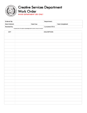 Fillable Online Creative Services Department Work Order - ipms swamp ...