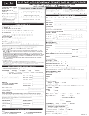 Fillable Online hub co CLUB CARD ACCOUNT CARD AND REWARDS CARD ...