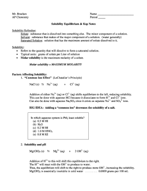 Fillable Online Solubility Equilibrium amp Ksp Notes ...