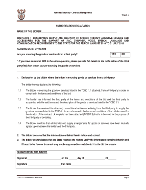 Fillable Online TCBD 1 - AUTHORISATION DECLARATION.pdf Fax Email Print - pdfFiller