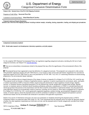 Fillable Online srs Department of Energy Categorical Exclusion ...