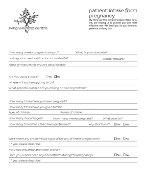 Fillable Online livingwellness Patient intake form pregnancy - Living ...