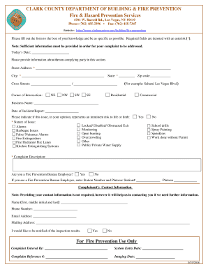 Fillable Online clarkcountynv Fire Hazard Prevention Complaint Form Fax ...