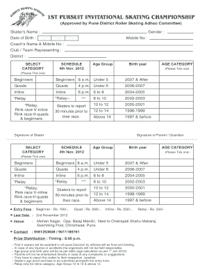 Fillable Online Skating Race Form Fax Email Print - pdfFiller
