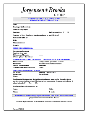 Fillable Online Management Referral Form - EAP - Jorgensen Brooks Fax ...