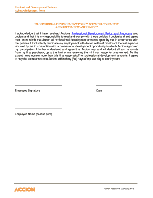 Fillable Online intranet accion Professional Development Policies ...