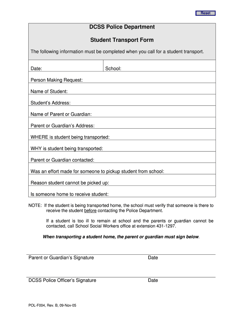 Fillable Online dcss schooldesk DCSS Police Department Student ...