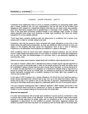 Fillable Online Leases break clauses part 2 Fax Email Print - pdfFiller