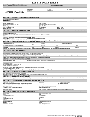 Fillable Online SAFETY DATA SHEET - Certified Safety Manufacturing, Inc. Fax Email Print - pdfFiller