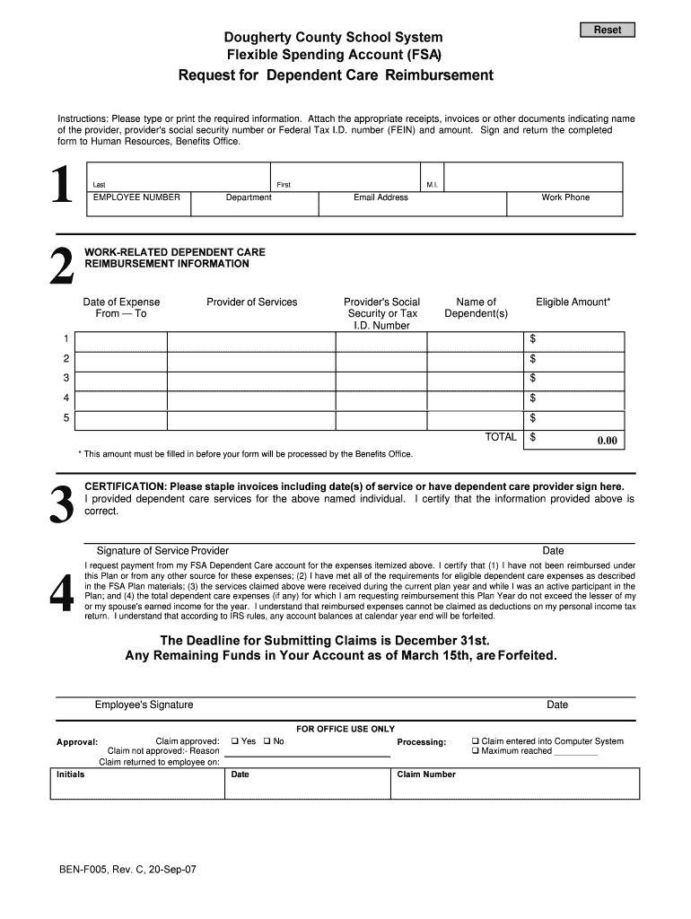 Fillable Online dcss schooldesk Request for Dependent Care ...