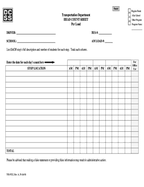 Fillable Online dcss schooldesk Regular Route Transportation Department ...