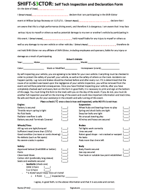 Fillable Online Self Tech Inspection and Declaration Form - shift-s3ctorcom Fax Email Print ...