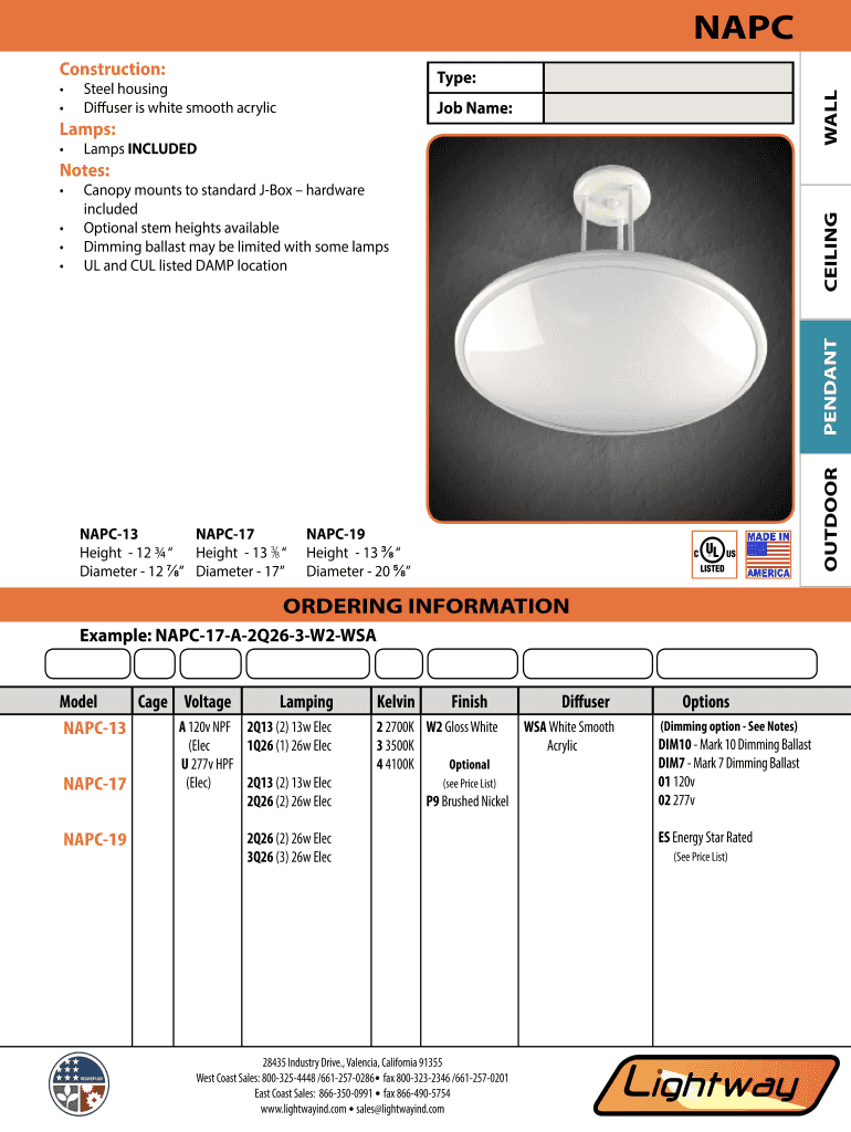 Fillable Online NAPC Construction: Type: Steel housing Diffuser is ...