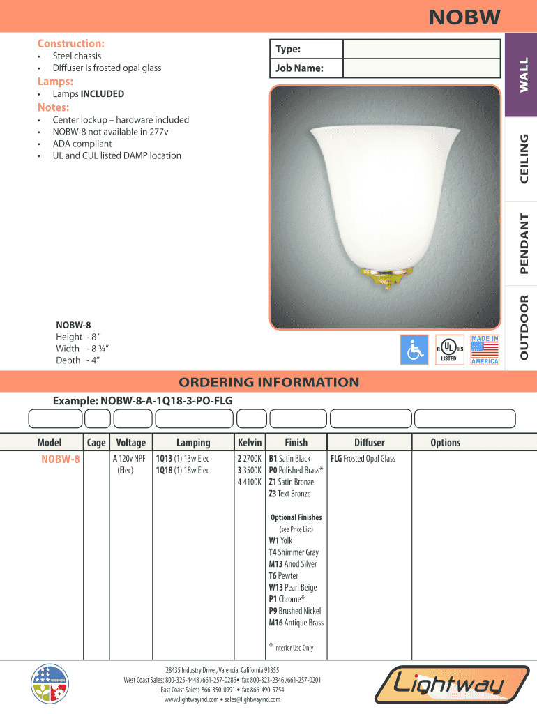 Fillable Online NOBW Construction: Type: Steel chassis Diffuser is ...