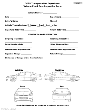 Fillable Online dcss schooldesk Vehicle Pre Post Inspection Form ...