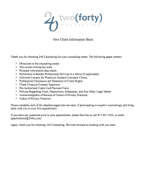 Fillable Online Practicum New Client Package v 6.0 .doc Fax Email Print ...