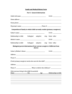 Fillable Online llatherapy Family and Medical History Form Part 1 ...