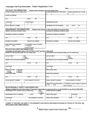 Fillable Online llatherapy Patient Registration - LLA Therapy Fax Email ...