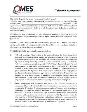 Fillable Online OMES Telework Agreement. Telework agreement form used ...
