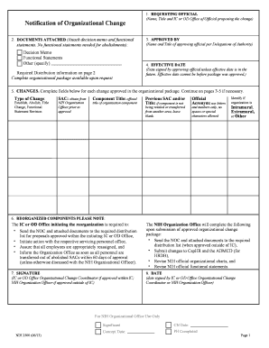 Fillable Online oma od nih FORM NIH 2500 Notification of Organizational ...