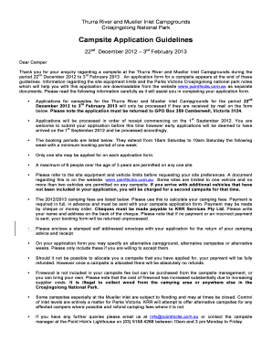 Fillable Online Campsite Application Guidelines - Point Hicks ...