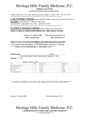 Fillable Online Diabetes lab form Fax Email Print - pdfFiller