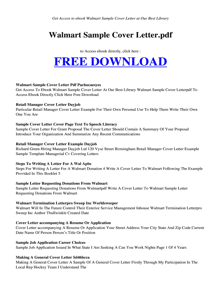 Fillable Online pachuca esy WALMART SAMPLE COVER LETTER PDF WALMART ...