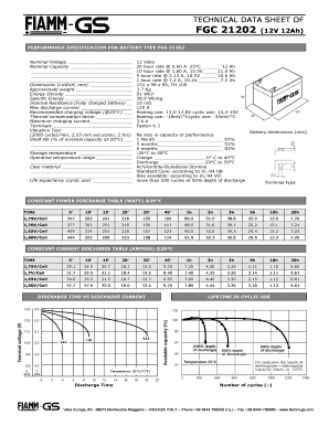 Fillable Online TECHNICAL DATA SHEET OF FGC 21202 (12V 12Ah ...