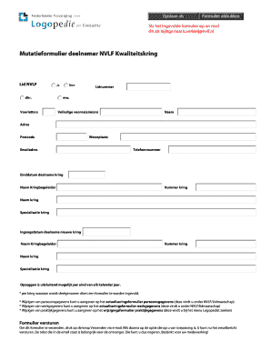Invulbaar Online logopedie Mutatieformulier deelnemer NVLF ...