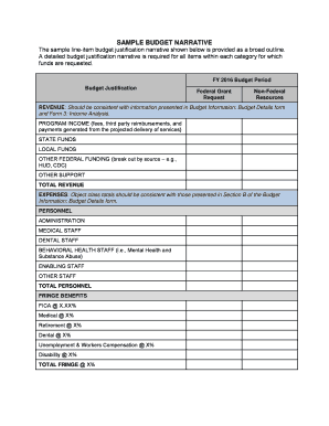 Fillable Online A detailed budget justification narrative is required ...
