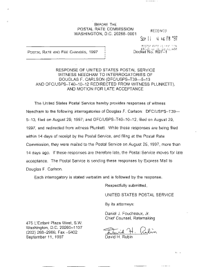 Fillable Online prc 97 Docket No. R97-1 RESPONSE OF UNITED STATES ...